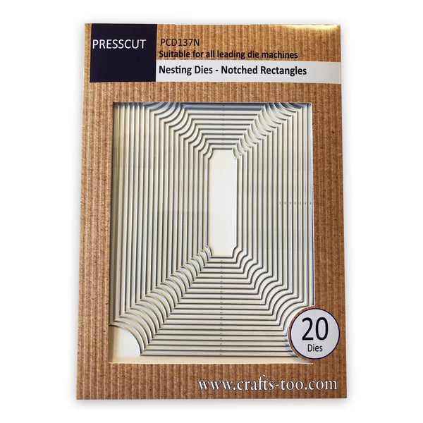 Notched Rectangles Nesting Dies 20pcs. Large By Presscut from Crafts T – Thats Really Crafty