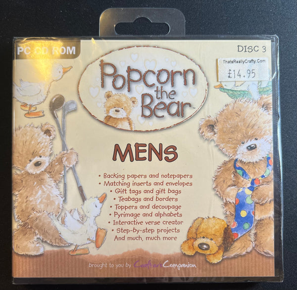 Popcorn The Bear Mens CD ROM By Crafters Companion MJA1264-3 – Thats ...