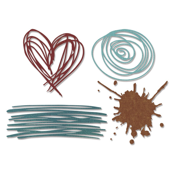 Sizzix Thinlits Die Set 4PK - Scribbles & Splat 660222 – Thats Really ...
